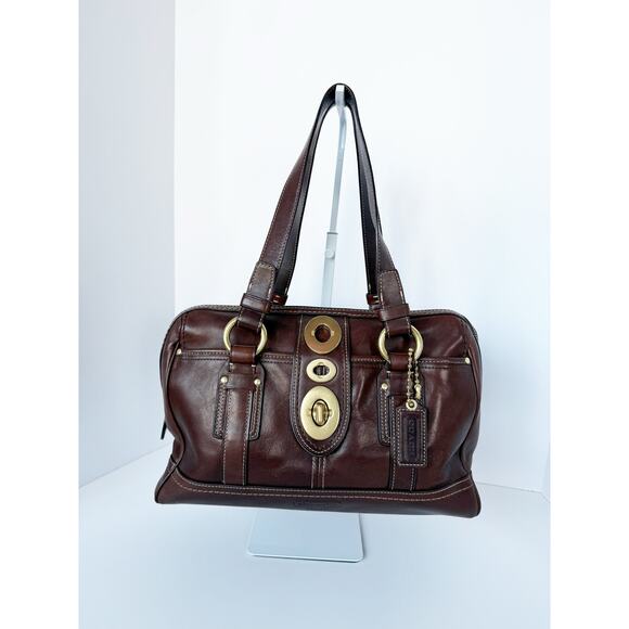 Coach | Bags | Coach Legacy Lily Satchel Bag Brown Leather Brass ...
